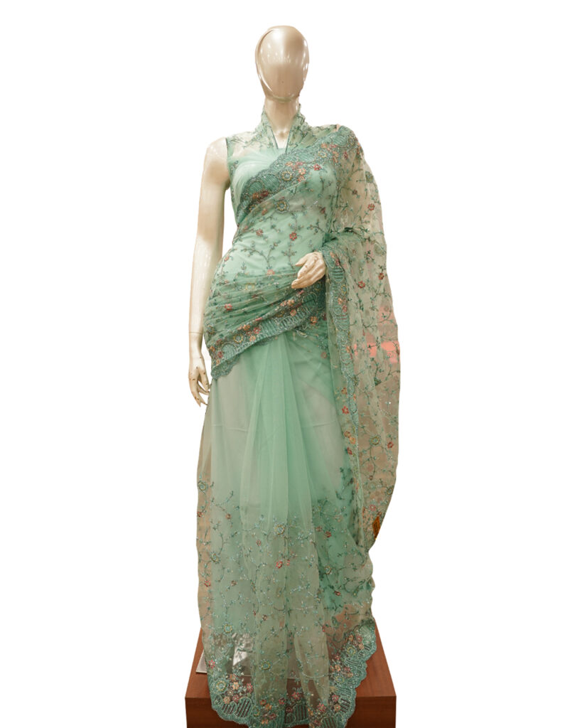 PARTY WEAR DESIGNER NET SAREES AC642768 - MK Fabrics
